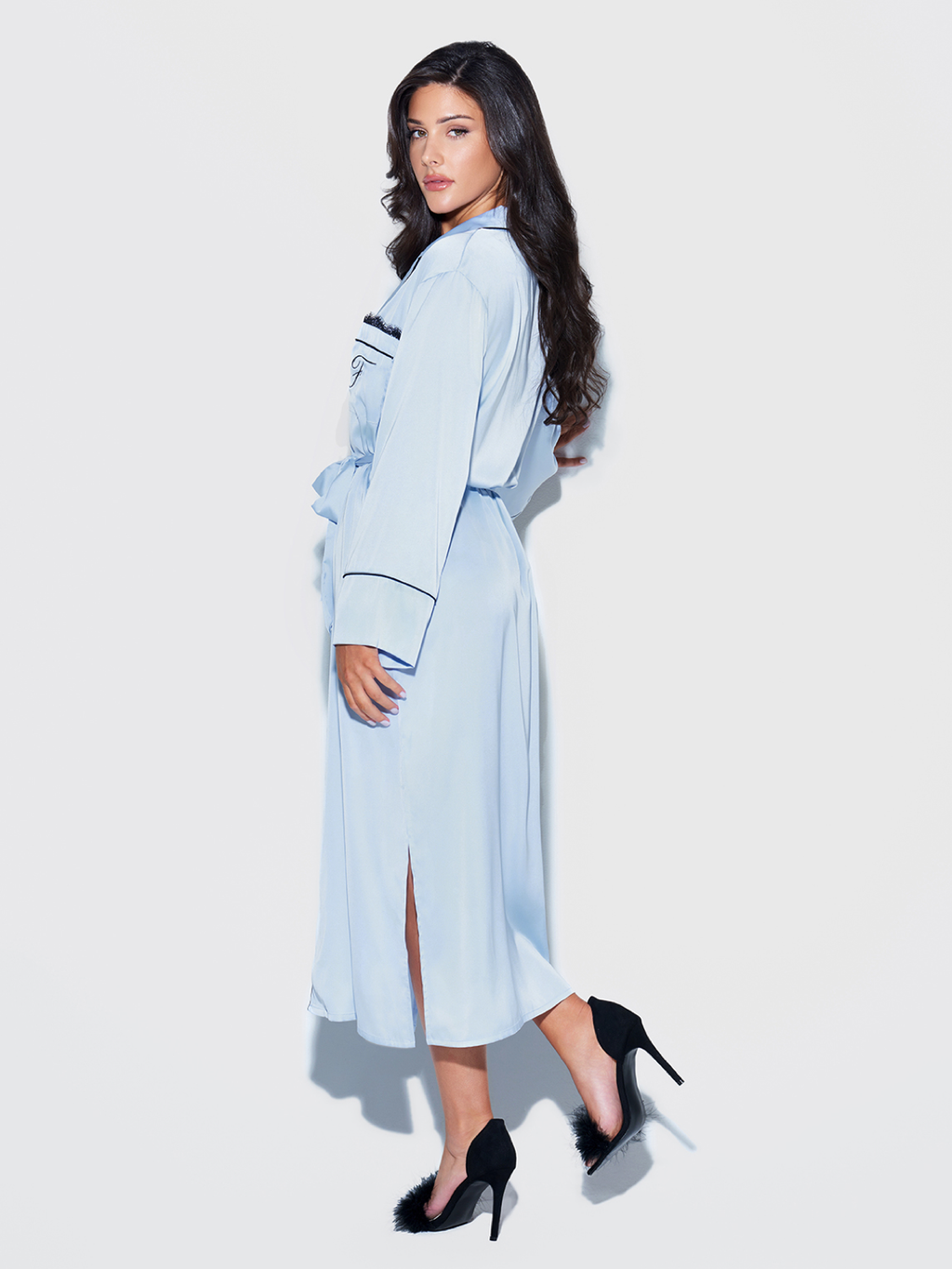 Astoria Satin Button Down Sleep Robe - Frederick's of Hollywood
