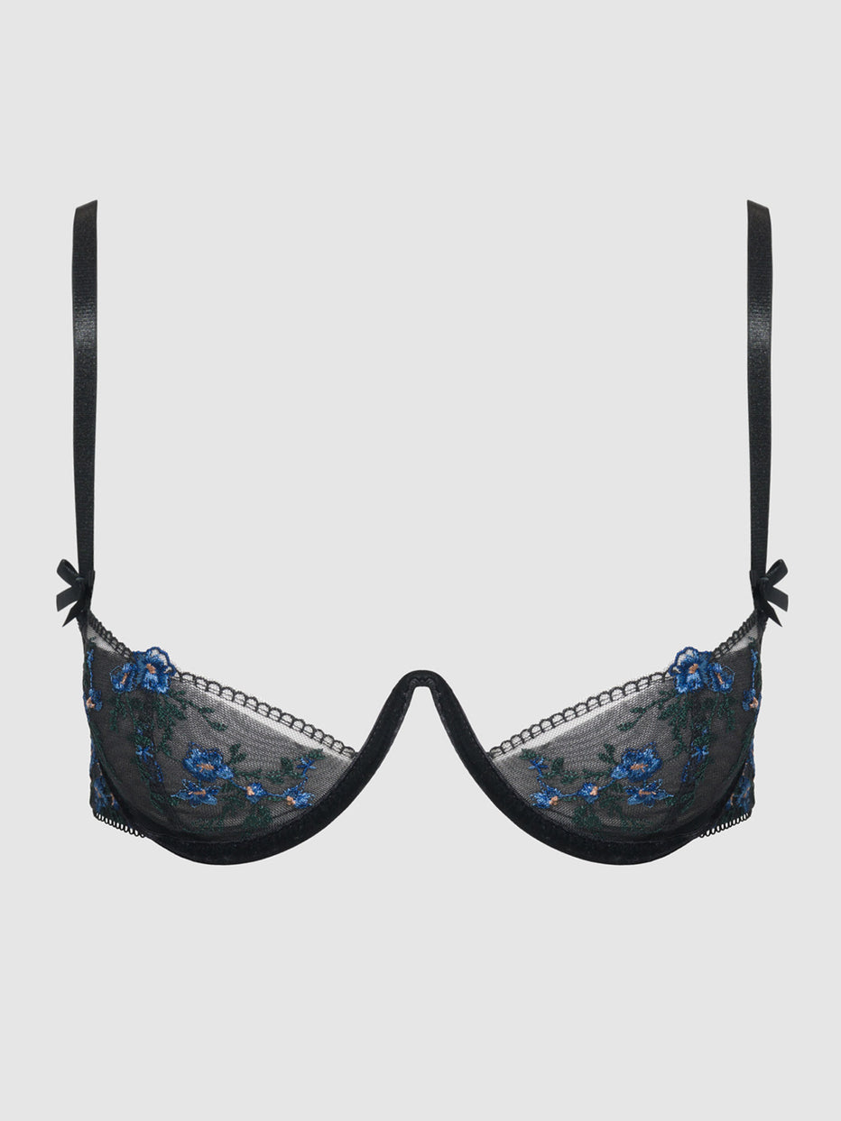 Harlow Embroidered Mesh Mono Wire Bra - Frederick's of Hollywood