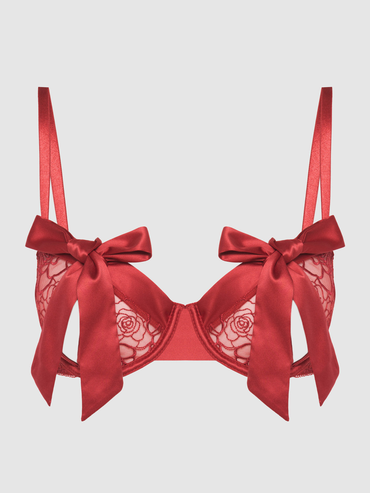 Melrose Satin Bow Tie Up Open Cup Bra - Fredericks Of Hollywood ...