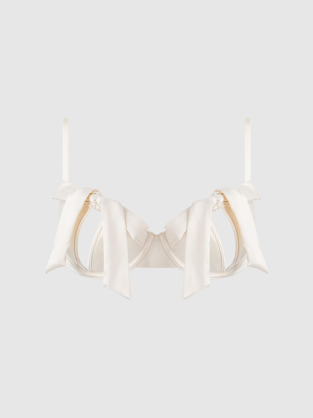 Melrose Satin Bow Tie Up Open Cup Bra - Frederick's of Hollywood