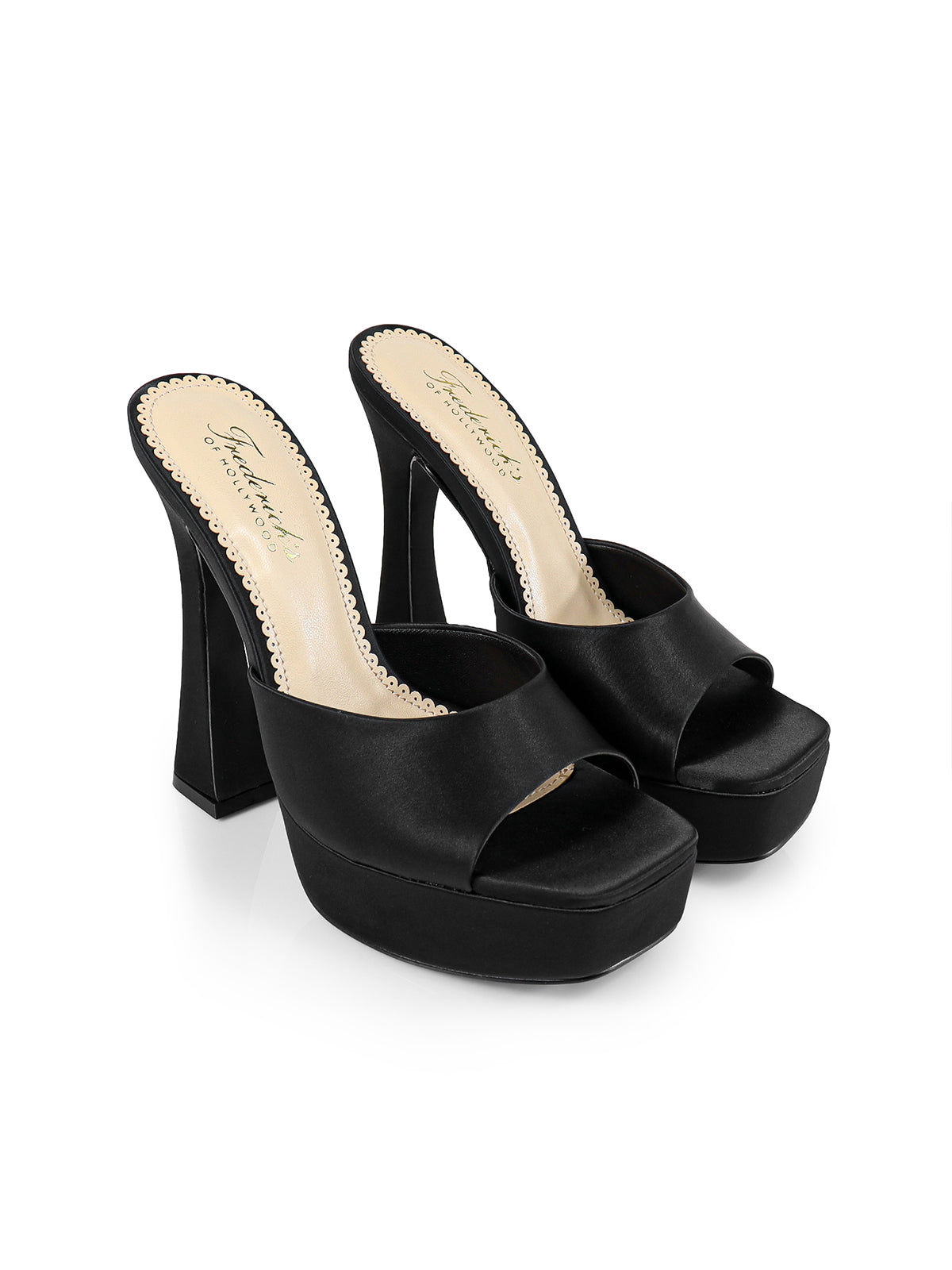 Elaina Platform Mule Heel in Black - Frederick's Of Hollywood