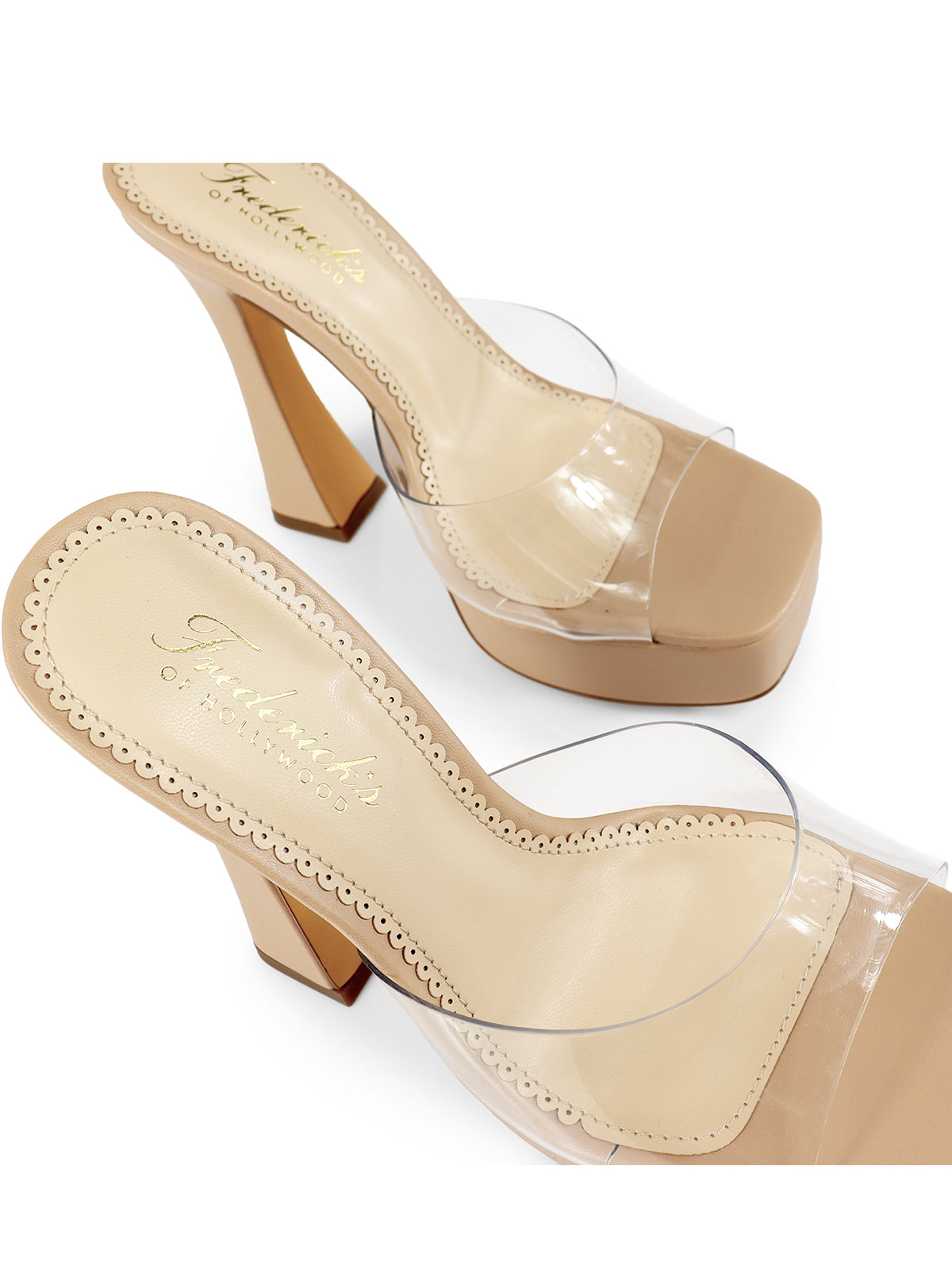 Elaina Clear Platform Mule Heels - Frederick's Of Hollywood
