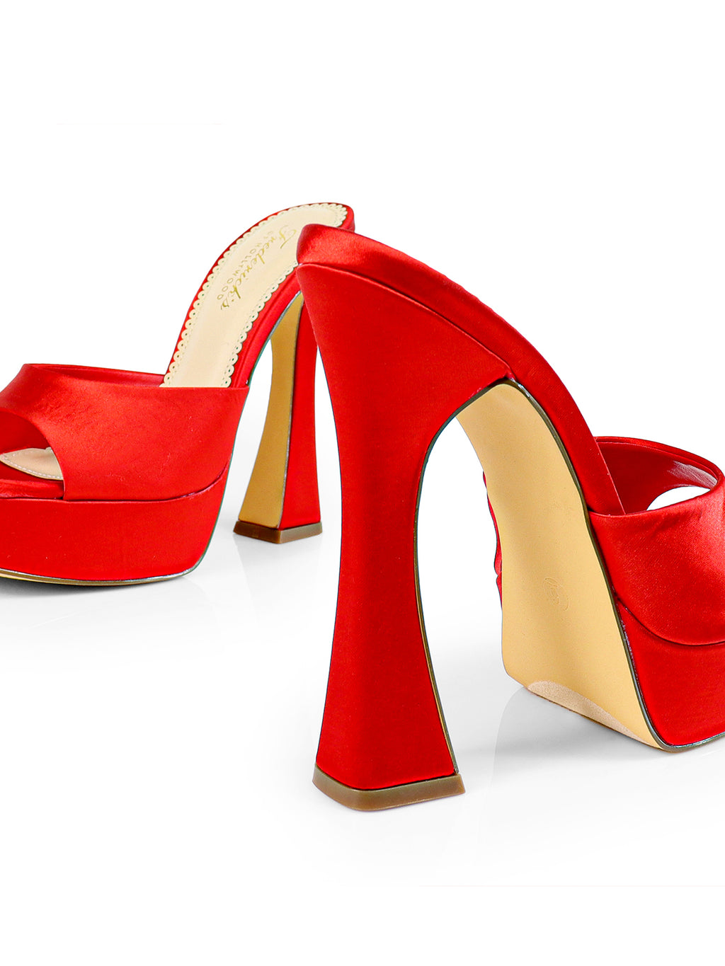 Elaina Platform Mule Heel - Red -Frederick's Of Hollywood