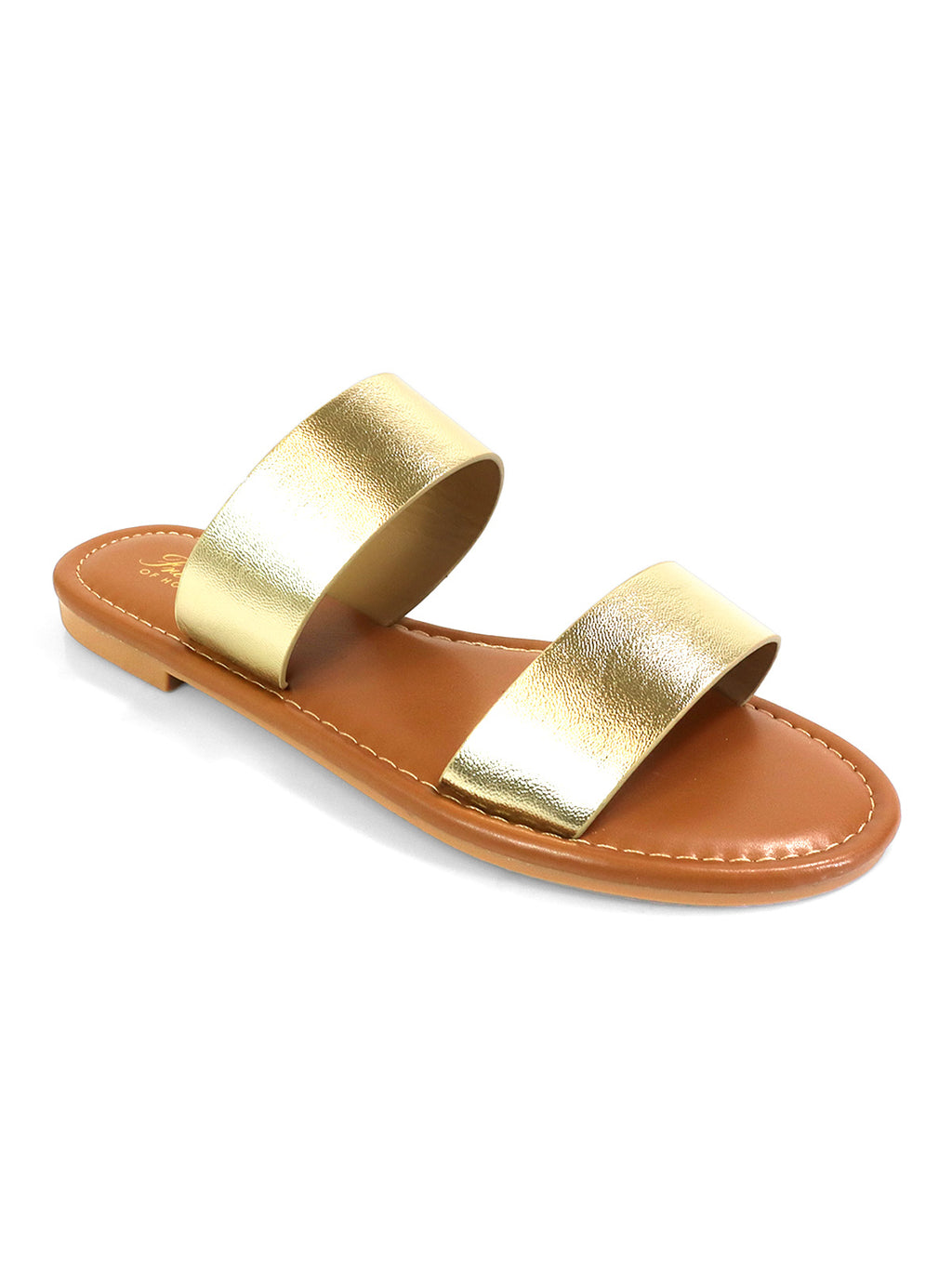 Janelle Double Band Flat Sandal - Frederick's of Hollywood