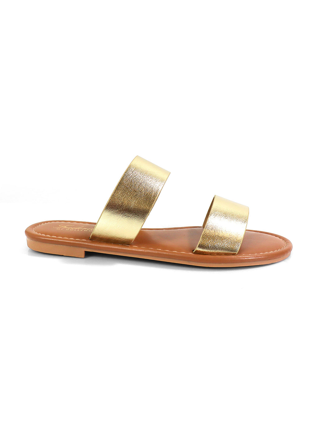 Janelle Double Band Flat Sandal - Frederick's of Hollywood