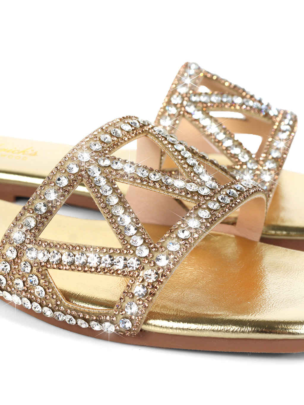 Lucy Rhinestone Flat Sandal - Frederick's Of Hollywood