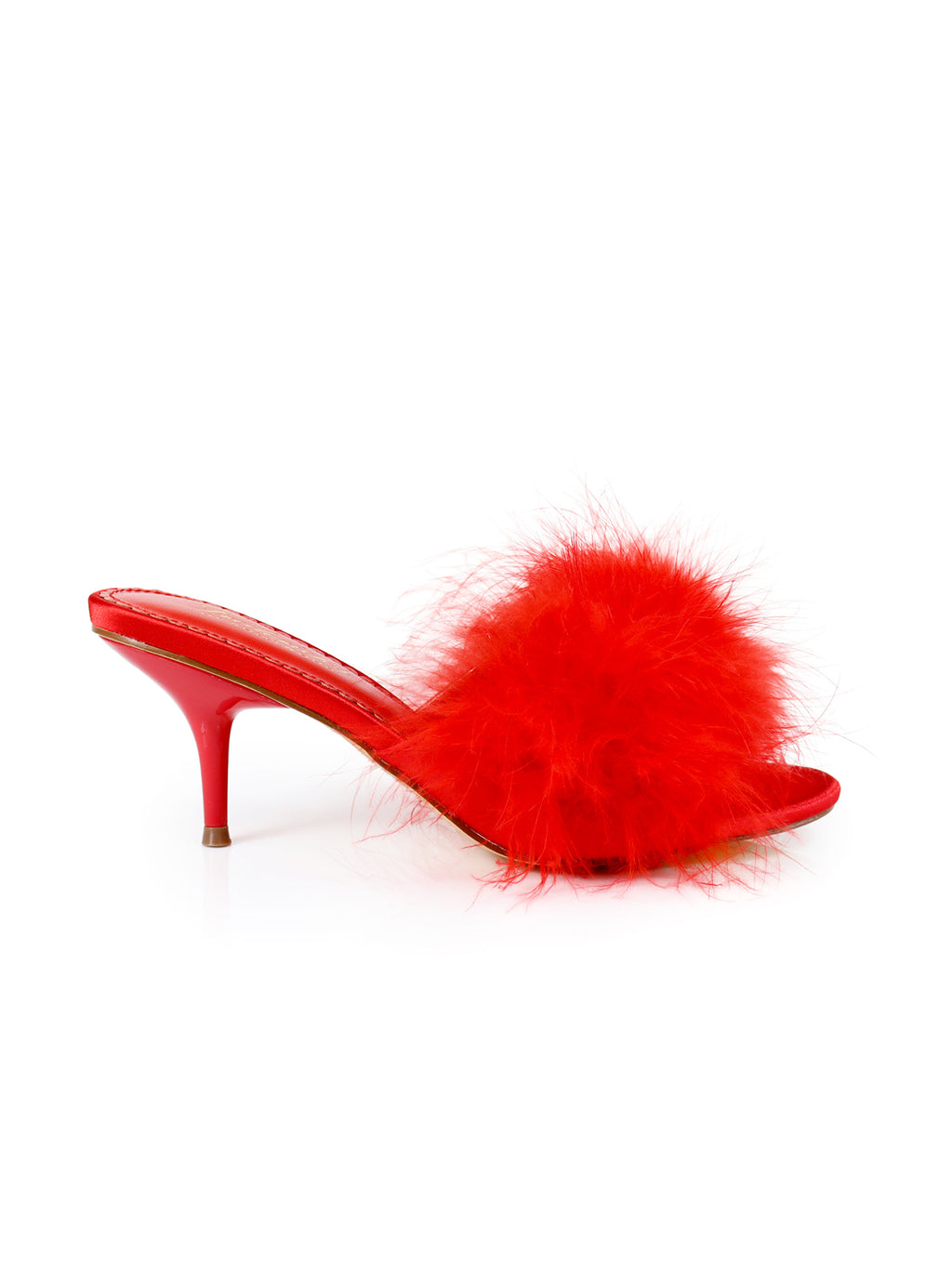 Luxor Feather Mule in Red - Frederick's Of Hollywood