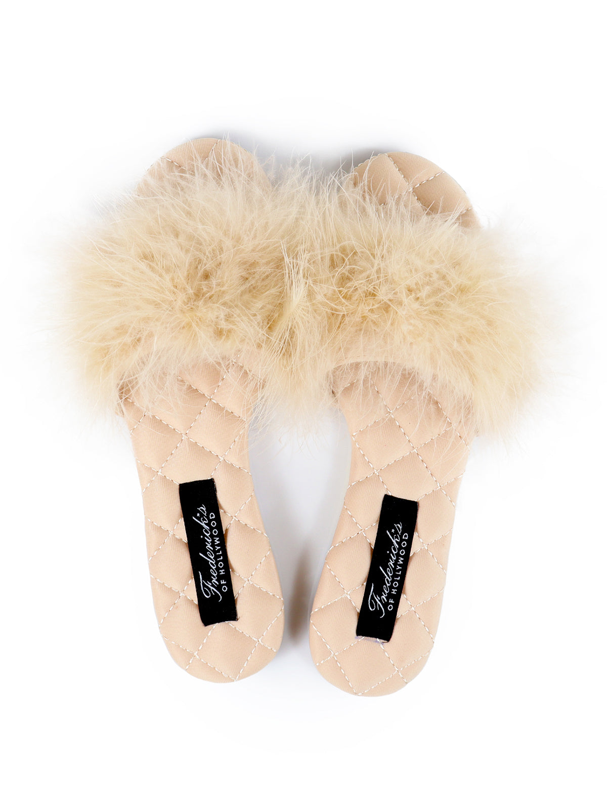 Maxim Feather Flat Sandal in Champagne - Frederick's Of Hollywood