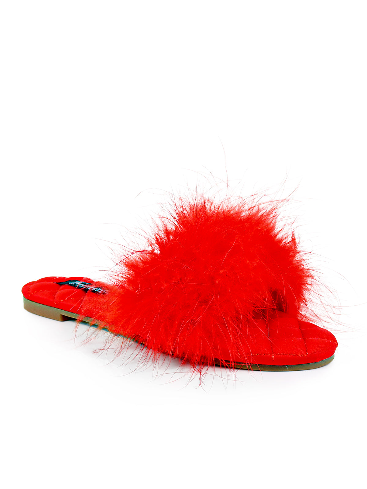 Maxim Feather Flat Sandal in Red - Frederick's Of Hollywood