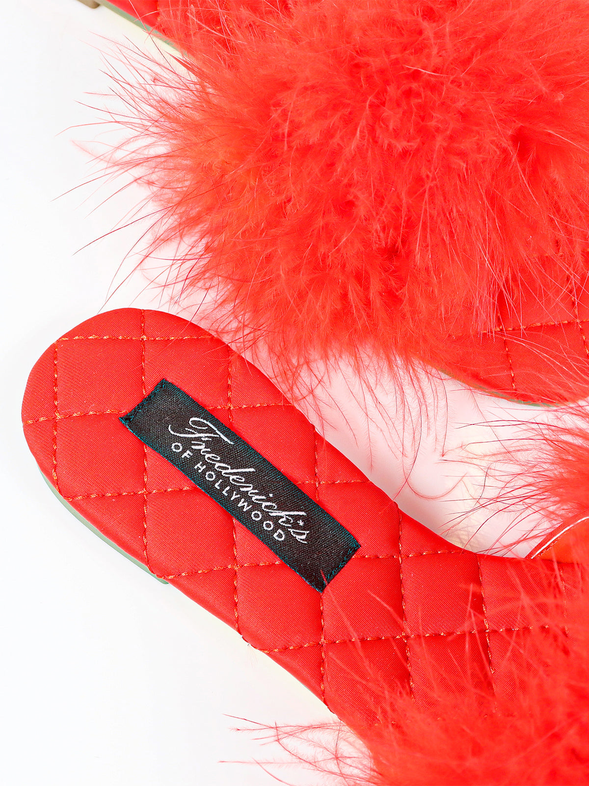 Maxim Feather Flat Sandal in Red - Frederick's Of Hollywood