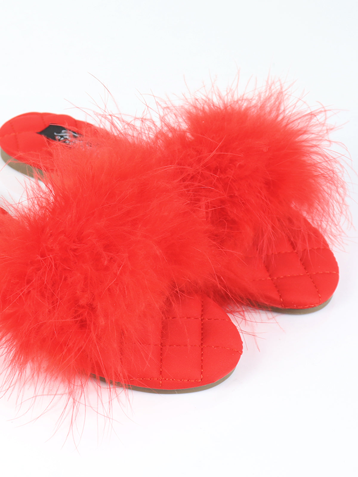 Maxim Feather Flat Sandal in Red - Frederick's Of Hollywood