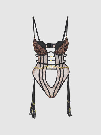 Alanza Swirl Plunge Teddy in Leopard - Fredericks of Hollywood ...